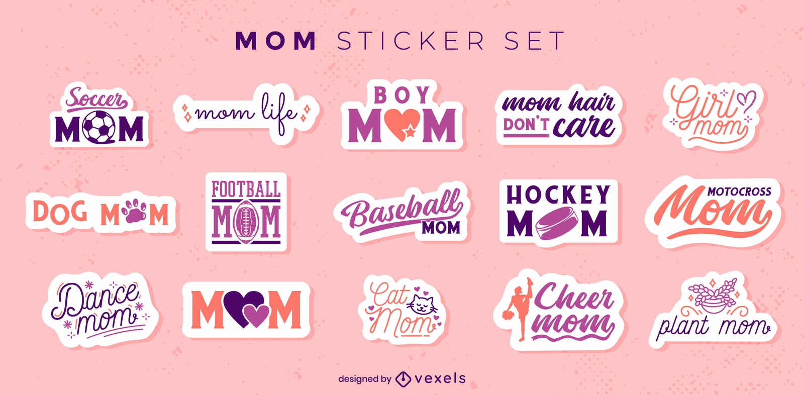 Mom Lettering Sticker Set Vector Download