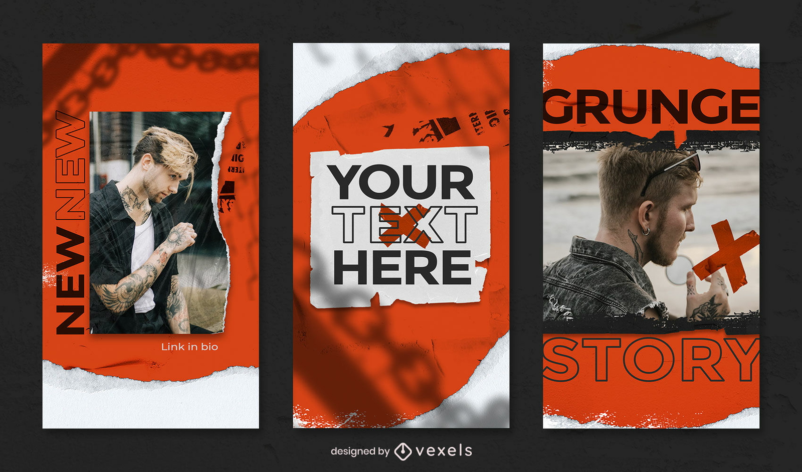Grunge And Ripped Paper Instagram Story Template PSD Editable Template