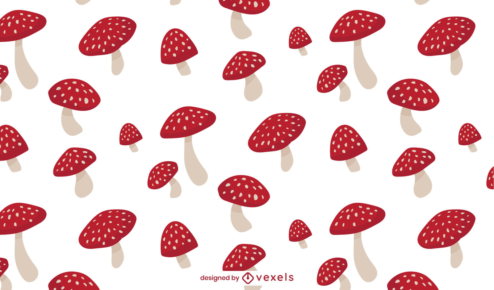 Red Mushrooms Flat Pattern Design Vector Download