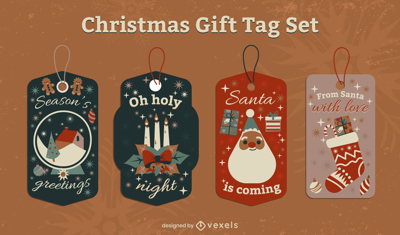 Traditional Christmas Holiday Price Tag Set Vector Download