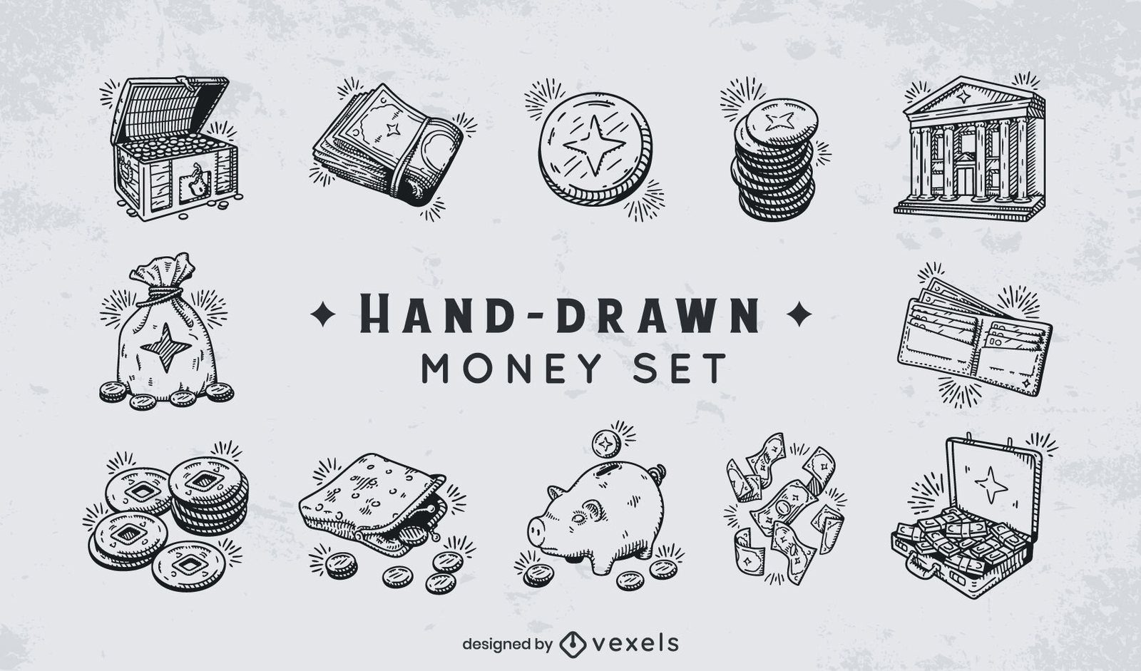 Cash Money Hand Drawn Set Vector Download