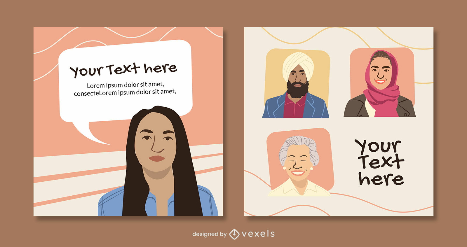 People Faces Flat Instagram Post Template Vector Download