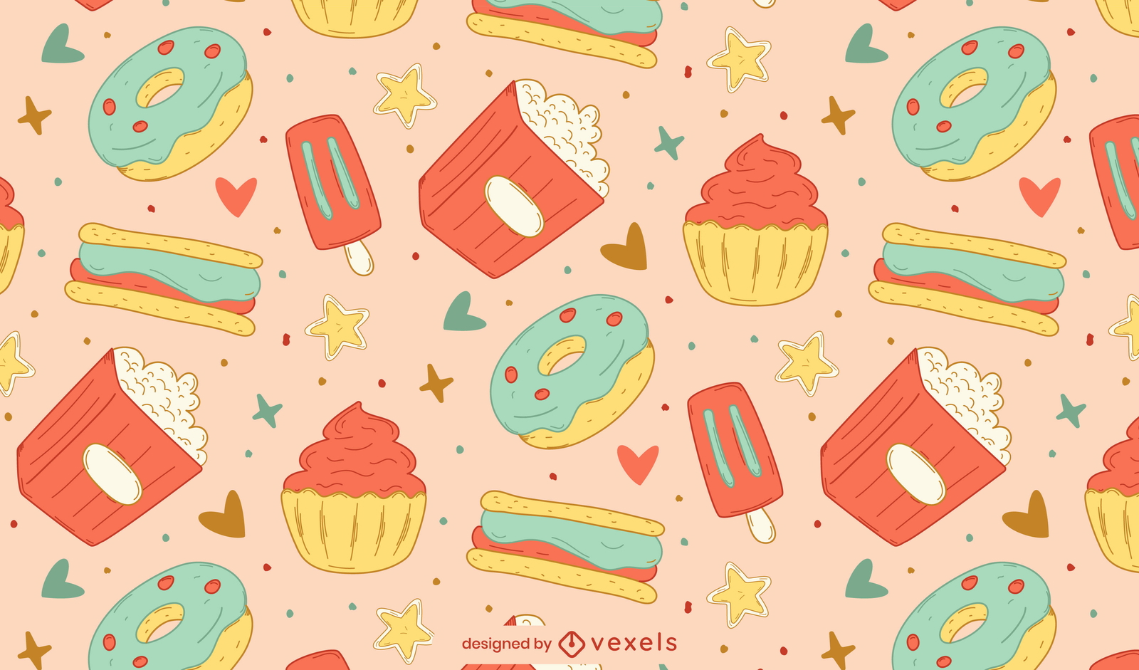 Sweet Food And Snacks Pattern Design Vector Download