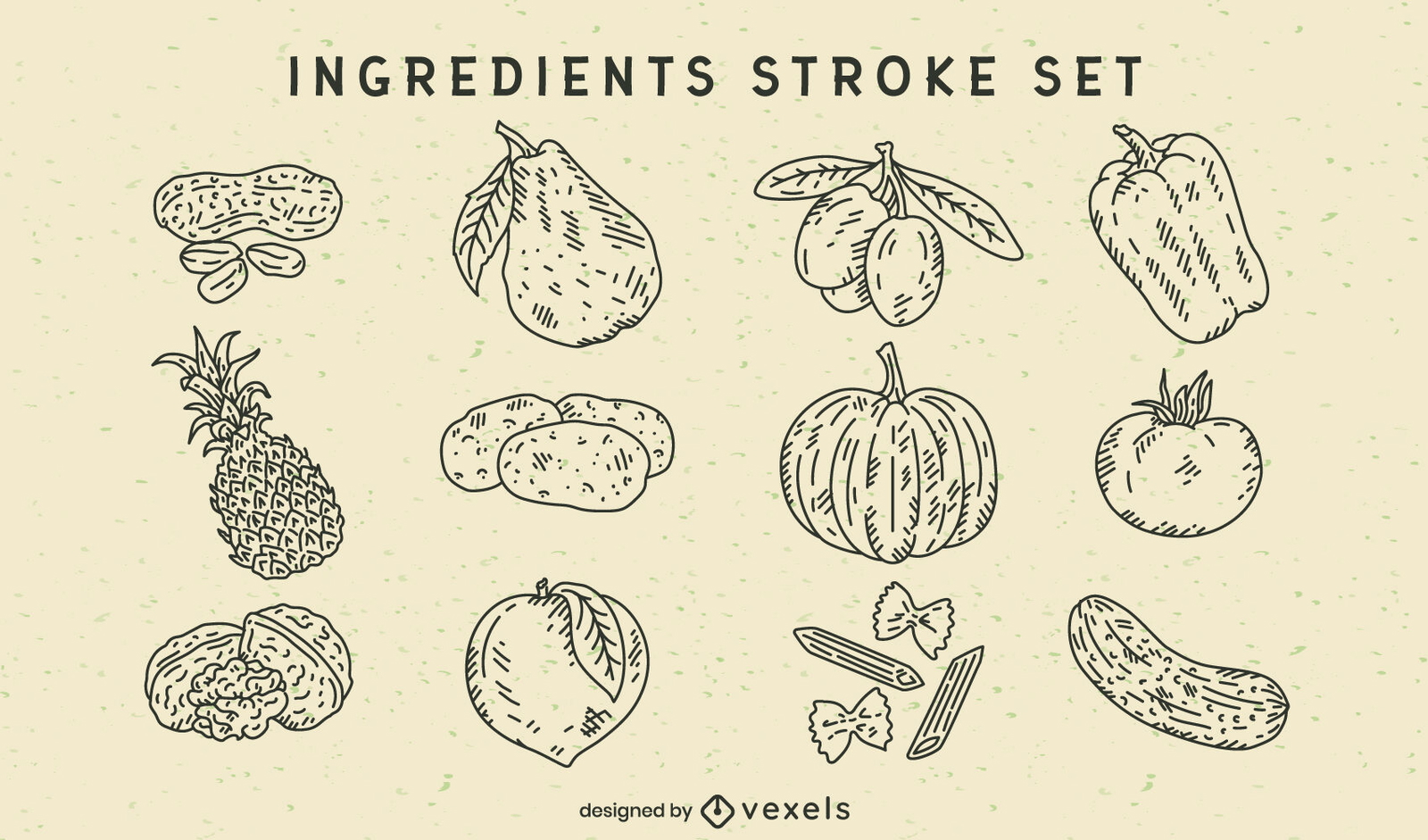 Vegetables And Fruits Ingredients Set Vector Download