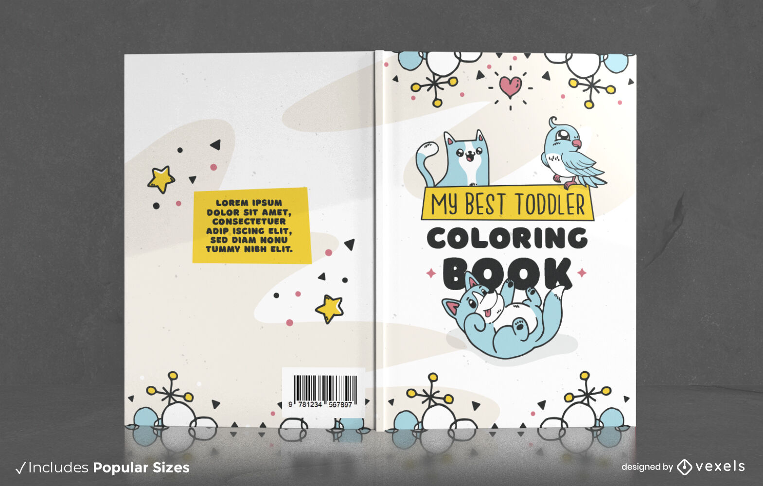Cute Animals Doodles Book Cover Design Vector Download