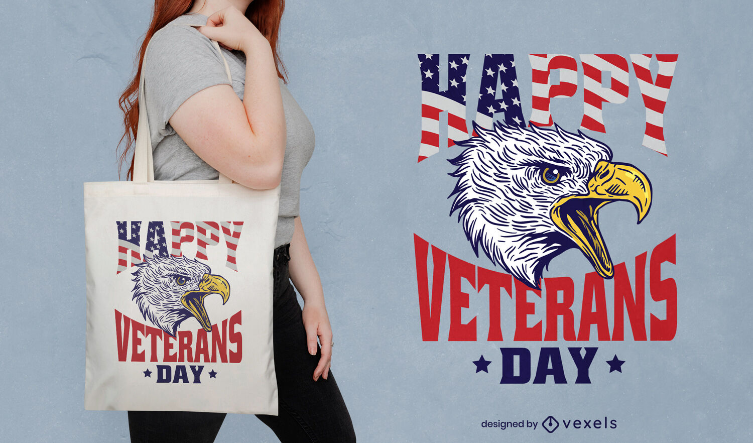 Veterans Day Eagle Bird Tote Bag Design Vector Download