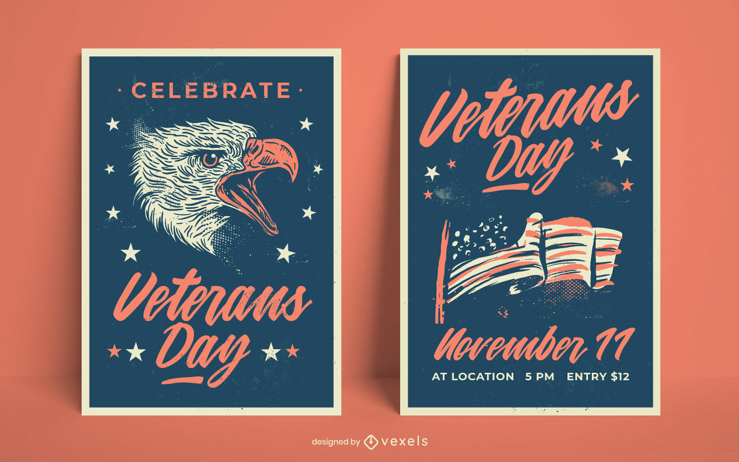 Veterans Day Holiday Poster Template Vector Download