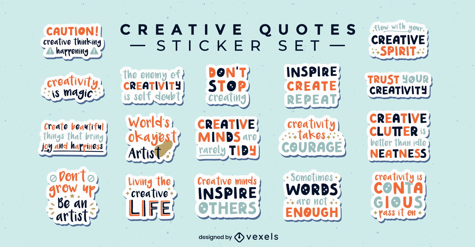 Creative Quotes Stickers Set Vector Download