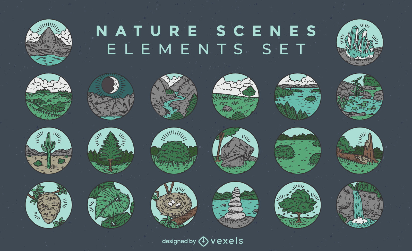 Beautiful Nature Elements Set Vector Download