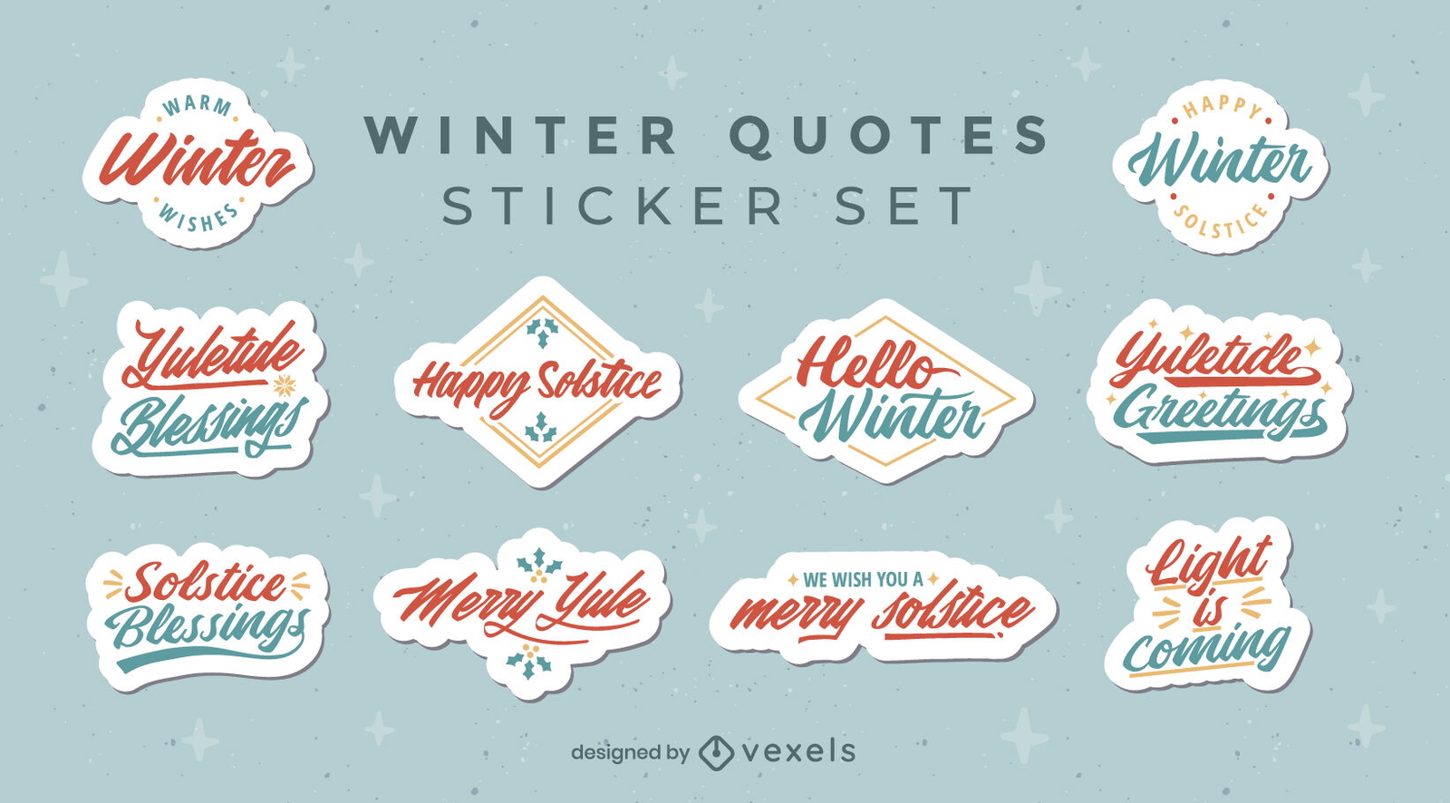 Winter Quotes Stickers Set Vector Download
