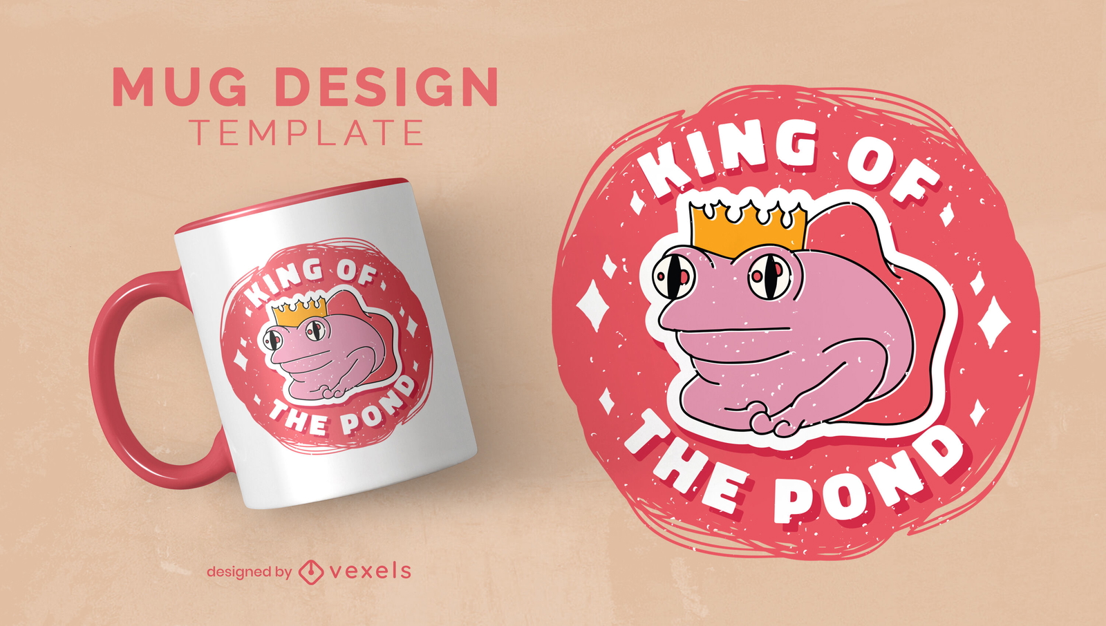 Cute King Frog Mug Design Vector Download