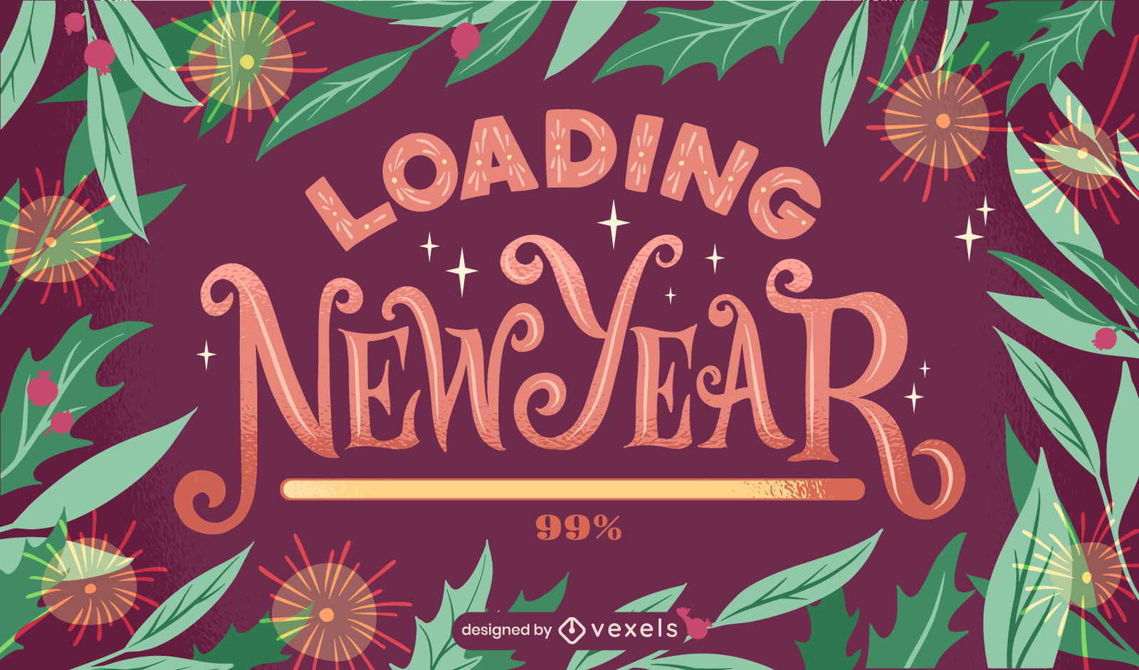 Loading New Year Lettering Design Vector Download