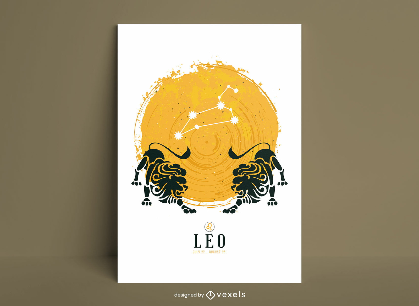 Leo Constellation Zodiac Poster Template Vector Download