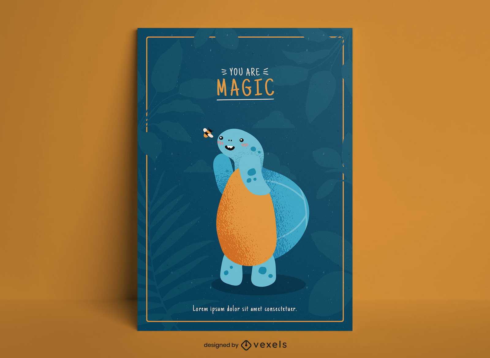 Cute Turtle And Bee Poster Design Vector Download