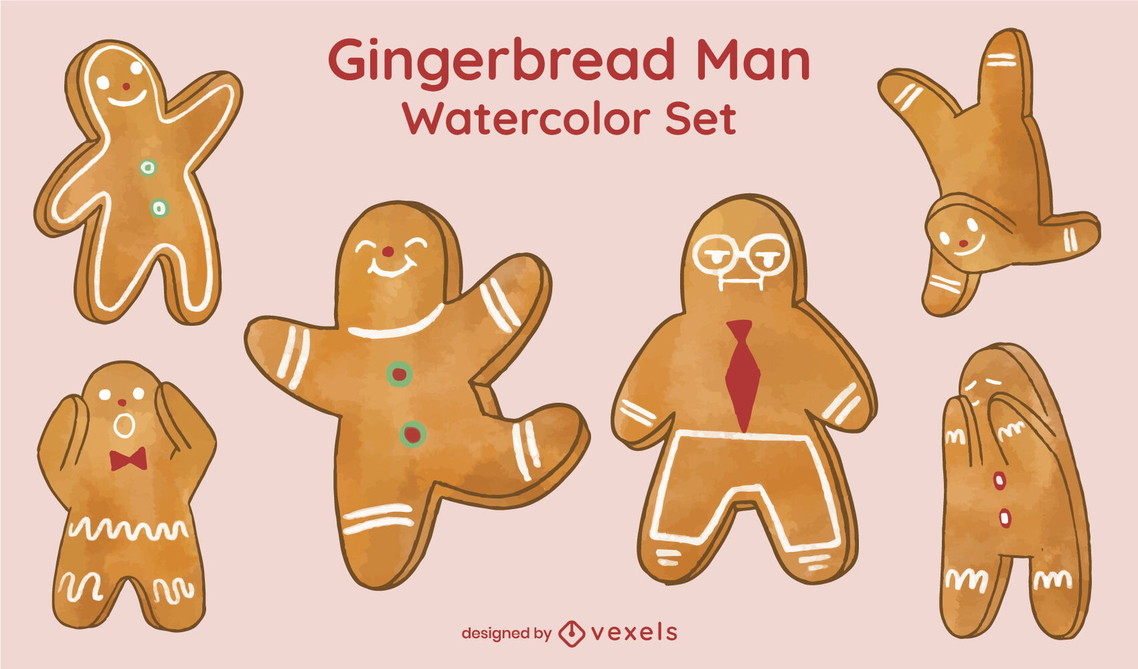 Gingerbread Man Cookies Christmas Character Set Vector Download