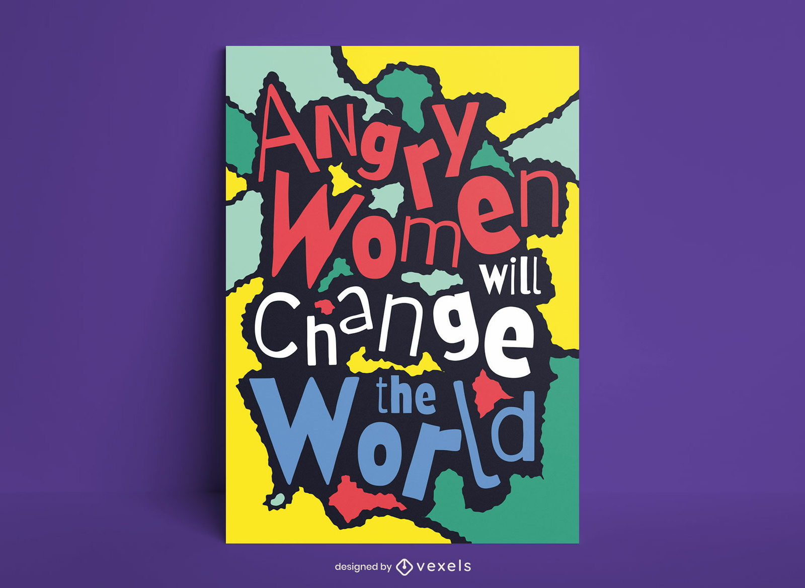 Woman Feminist Quote Colorful Poster Template Vector Download