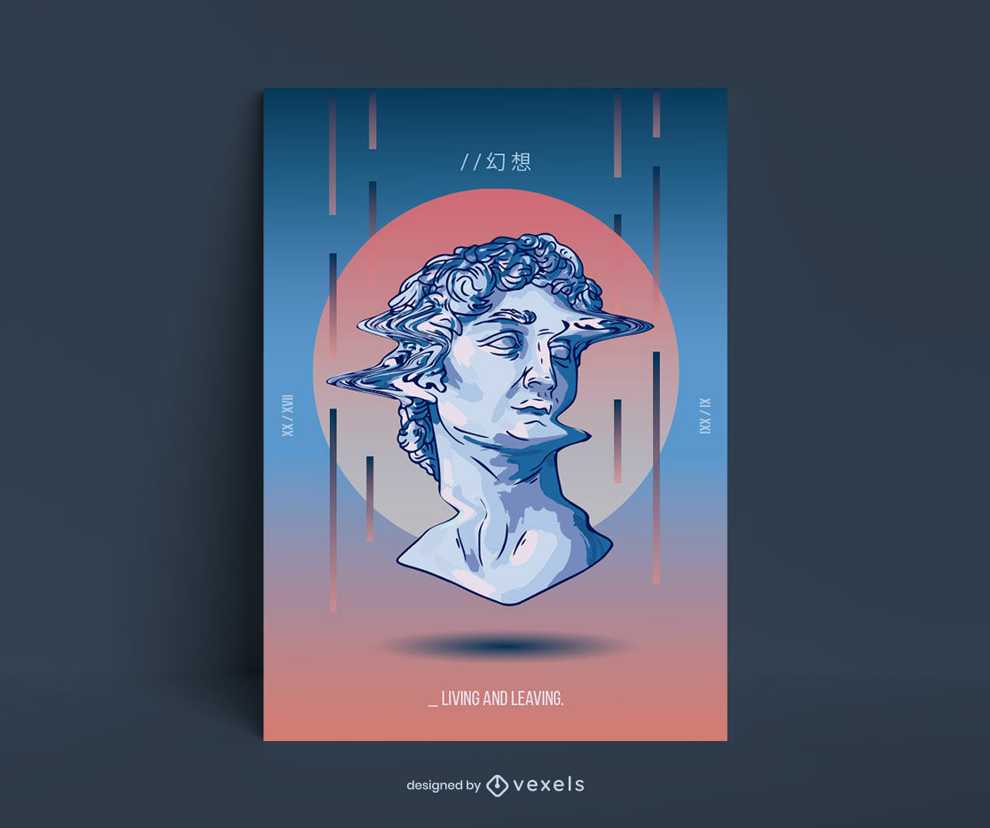 Statue Head Distortion Poster Template Vector Download