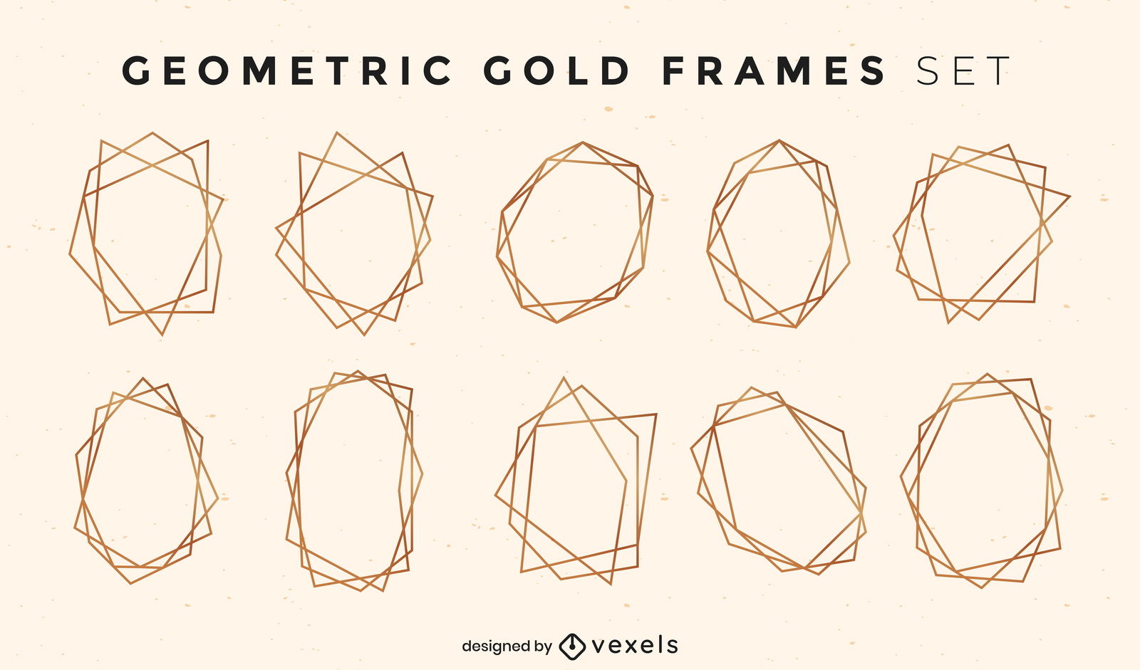 Golden Geometric Style Frames Decoration Set Vector Download