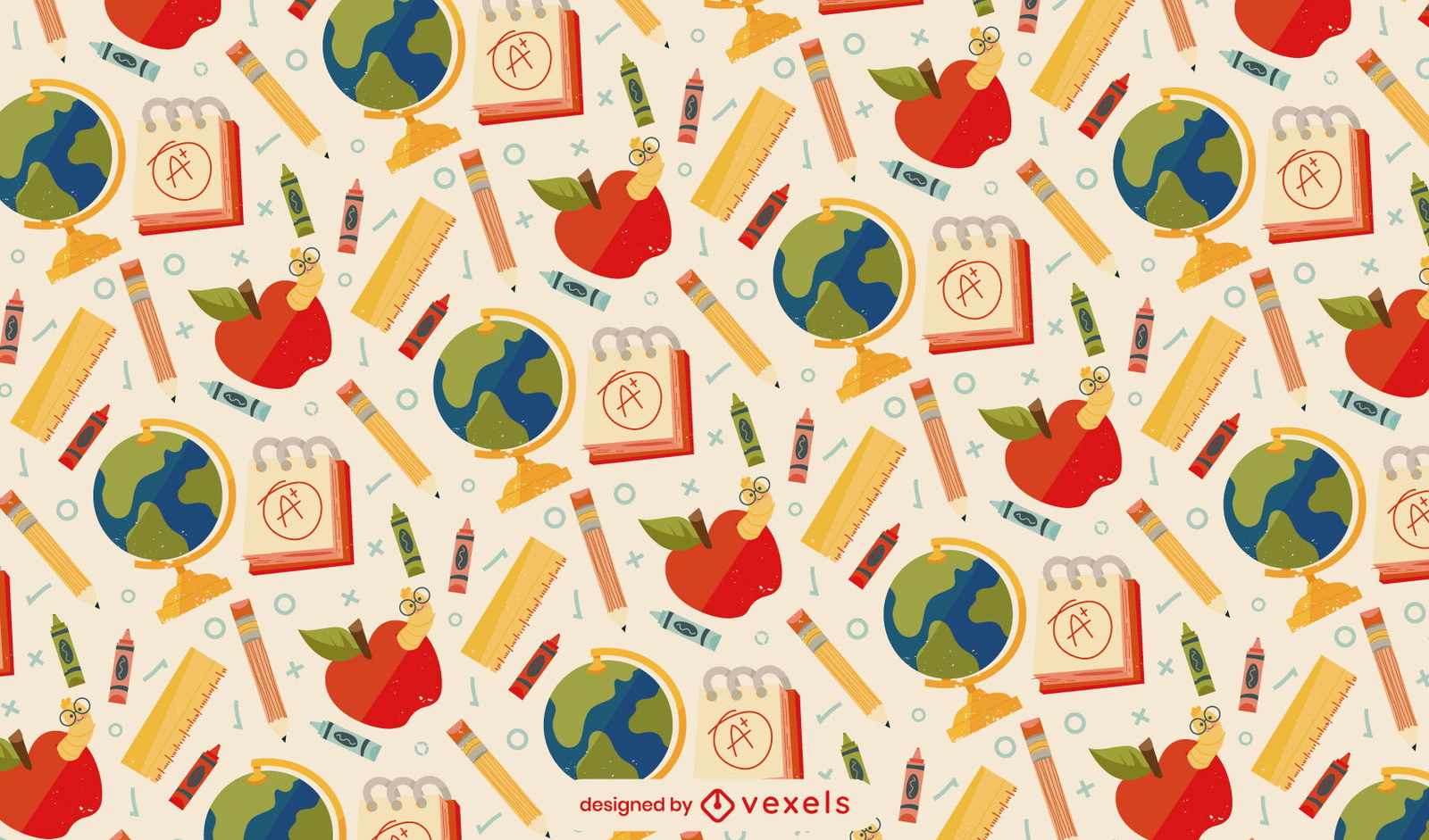 School Elements Flat Pattern Design Vector Download