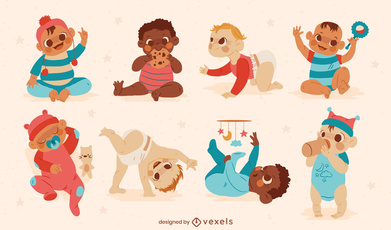 Baby Characters Set Vector Download