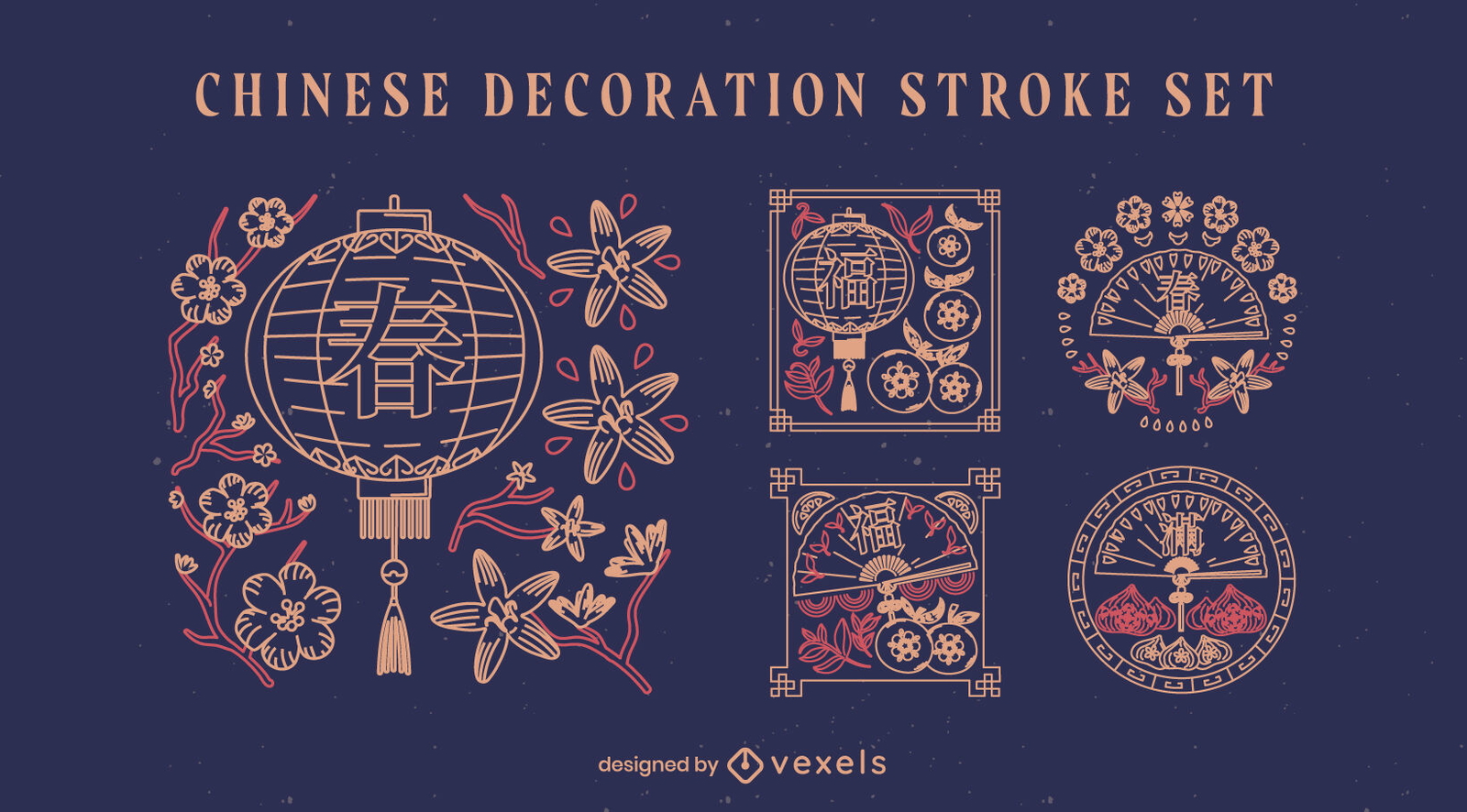 Chinese Decoration Stroke Set Vector Download