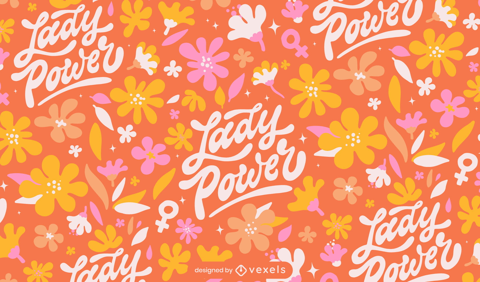 Lady Power Floral Pattern Design Vector Download