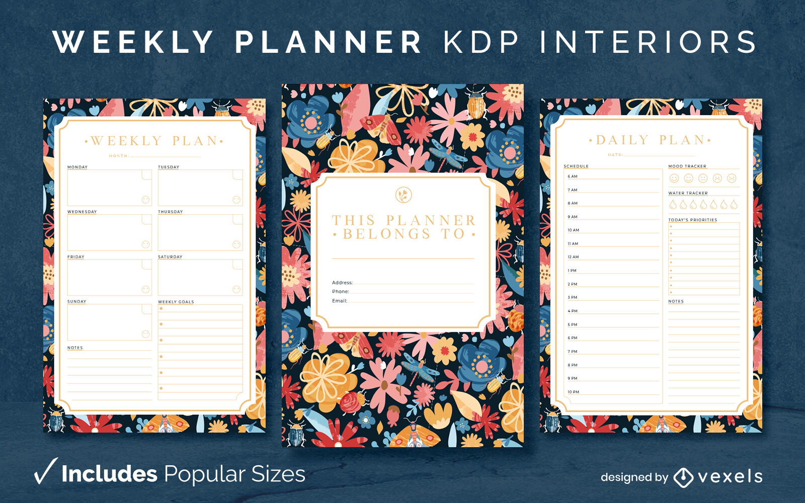 Weekly Planner Kdp Interior Design Vector Download