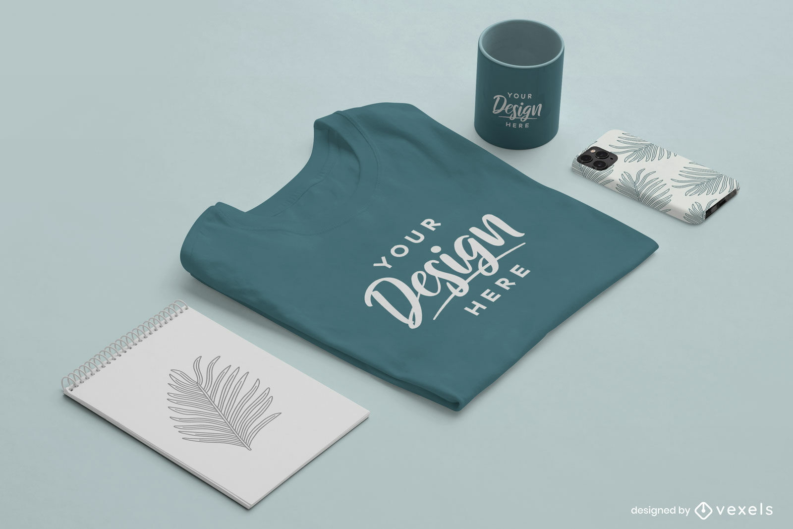 Merch Set Solid Background Mockup Design PSD Editable Template