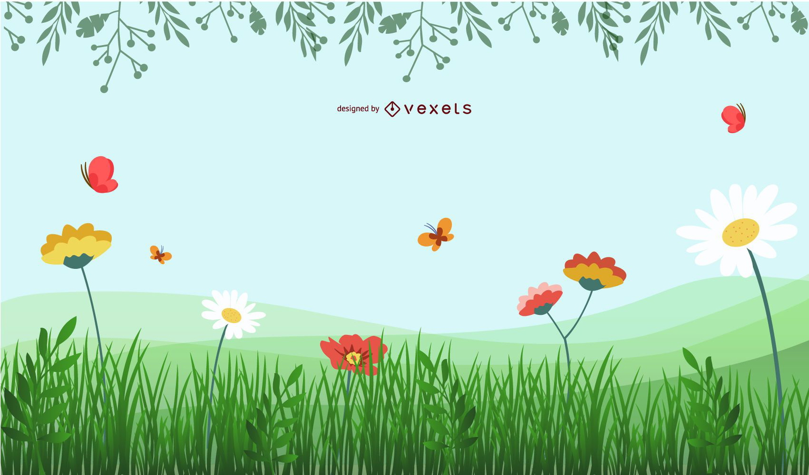 Spring Scenery Background Vector Download