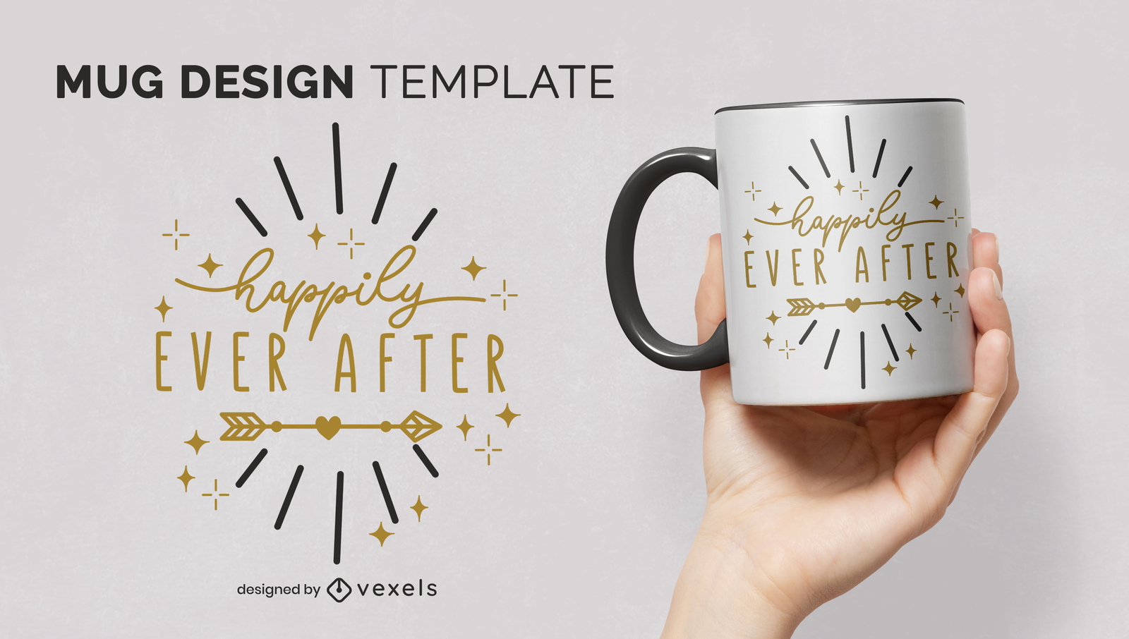 Happily Ever After Lettering Mug Design Vector Download