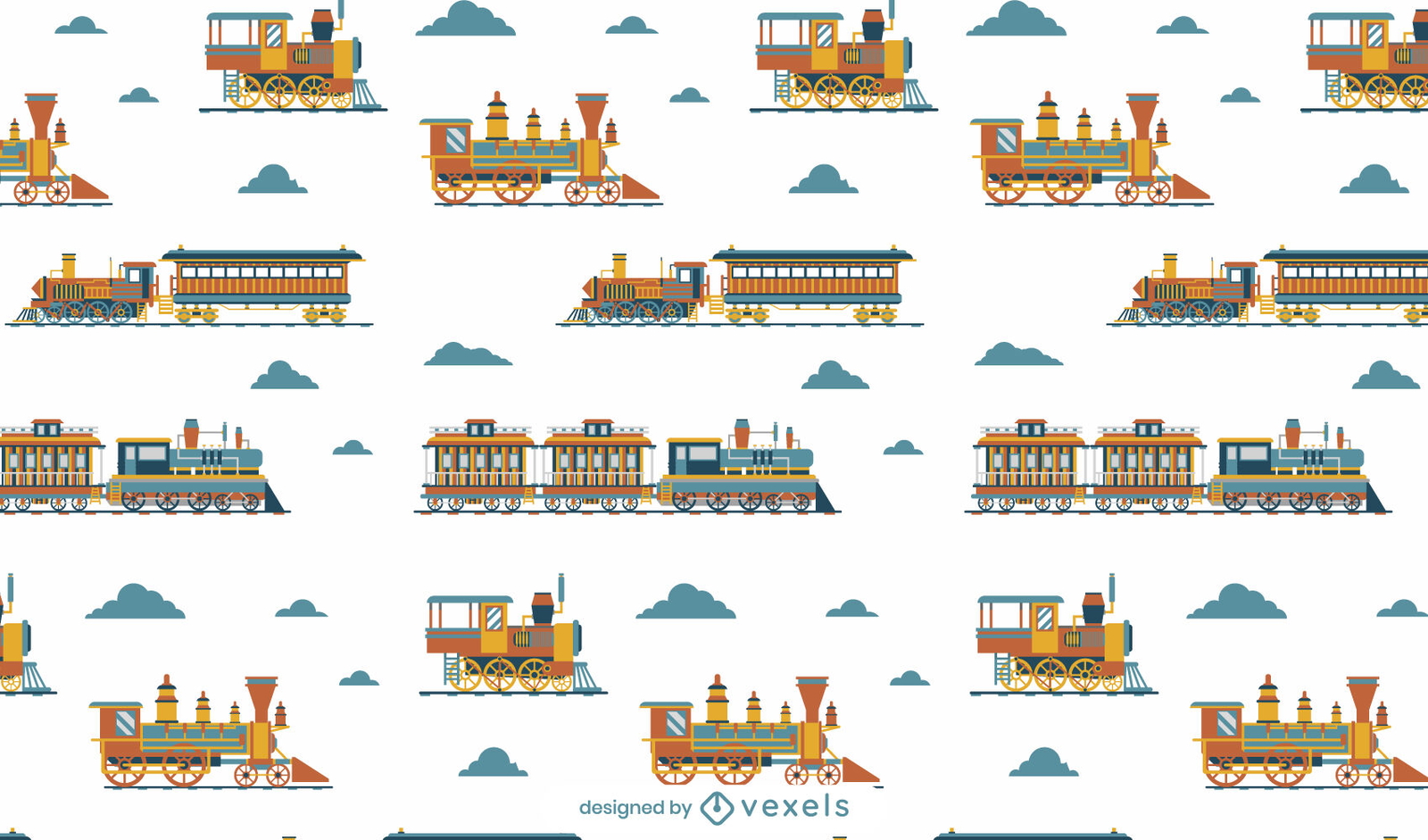 Locomotive Tileable Pattern Design Vector Download