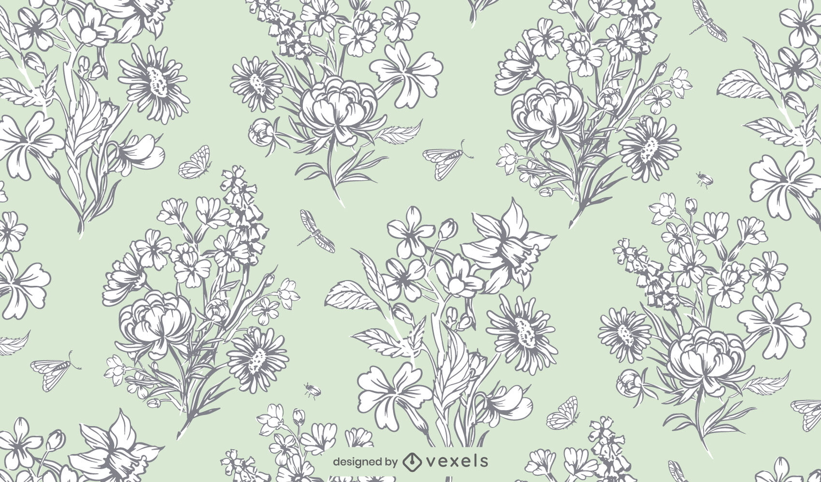Flower Bouquets Pattern Design Vector Download