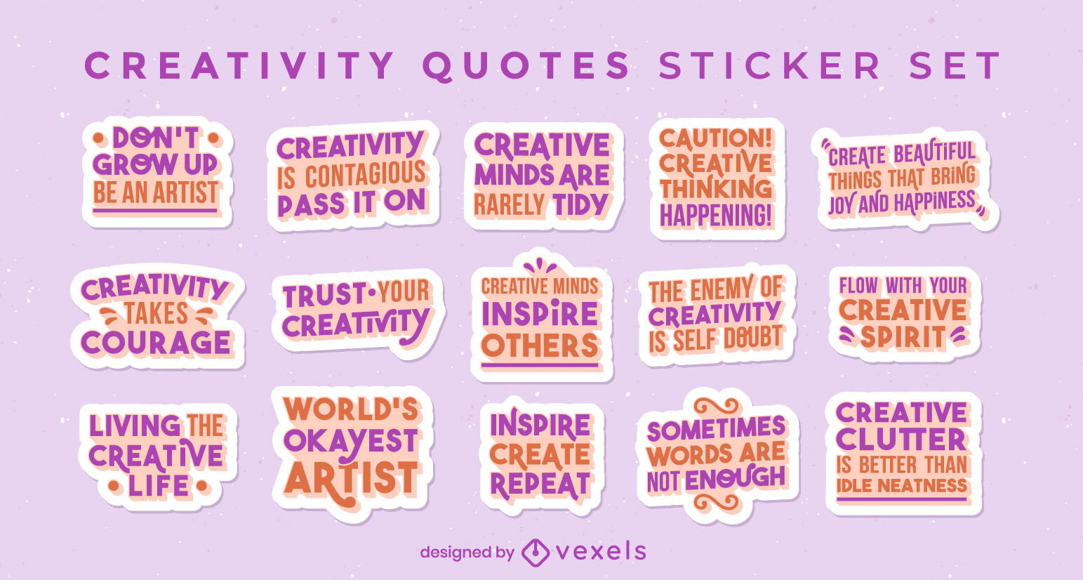 Creativity Quotes Sticker Set Vector Download