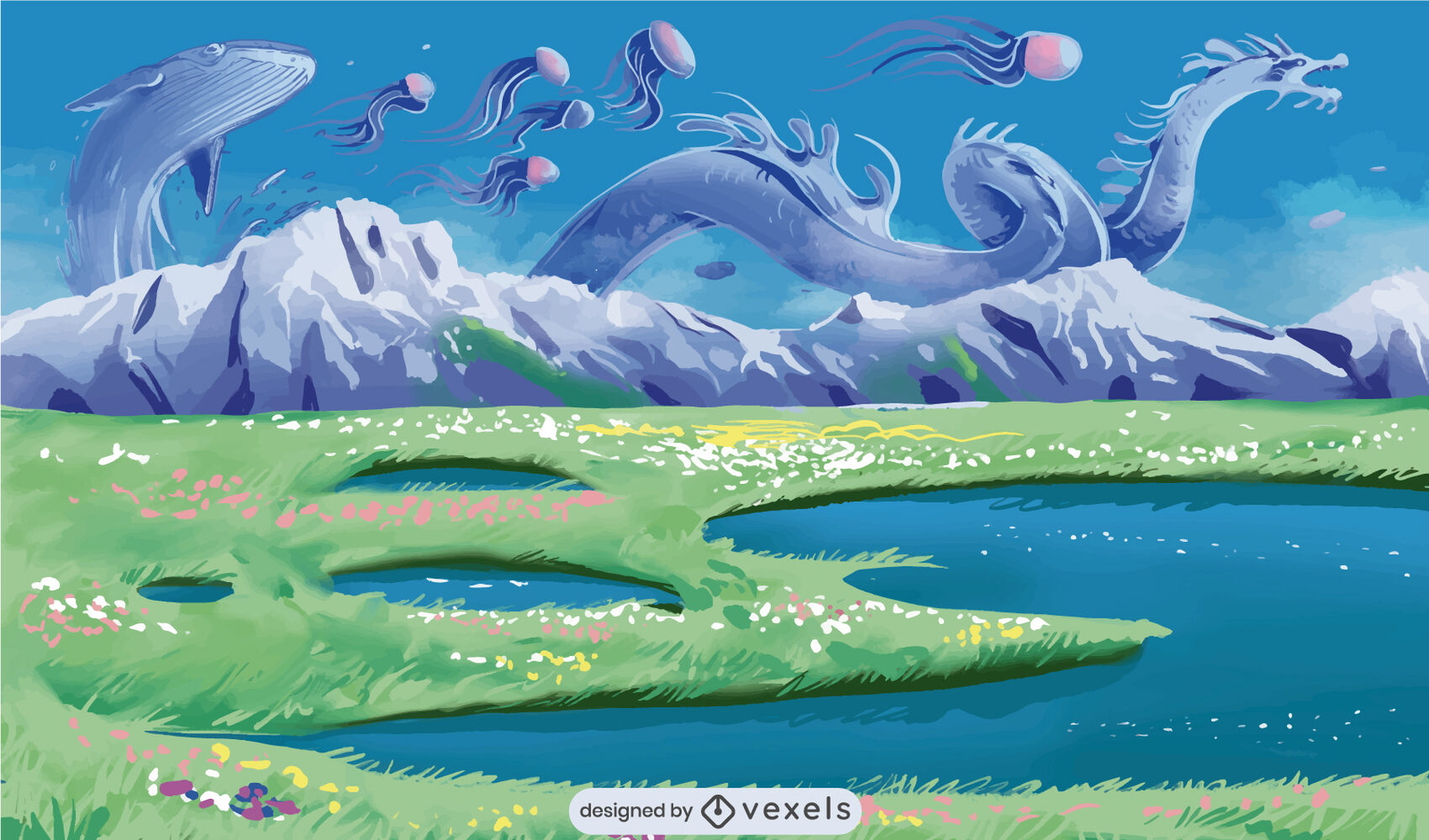 Fantasy Field Illustration Design Vector Download