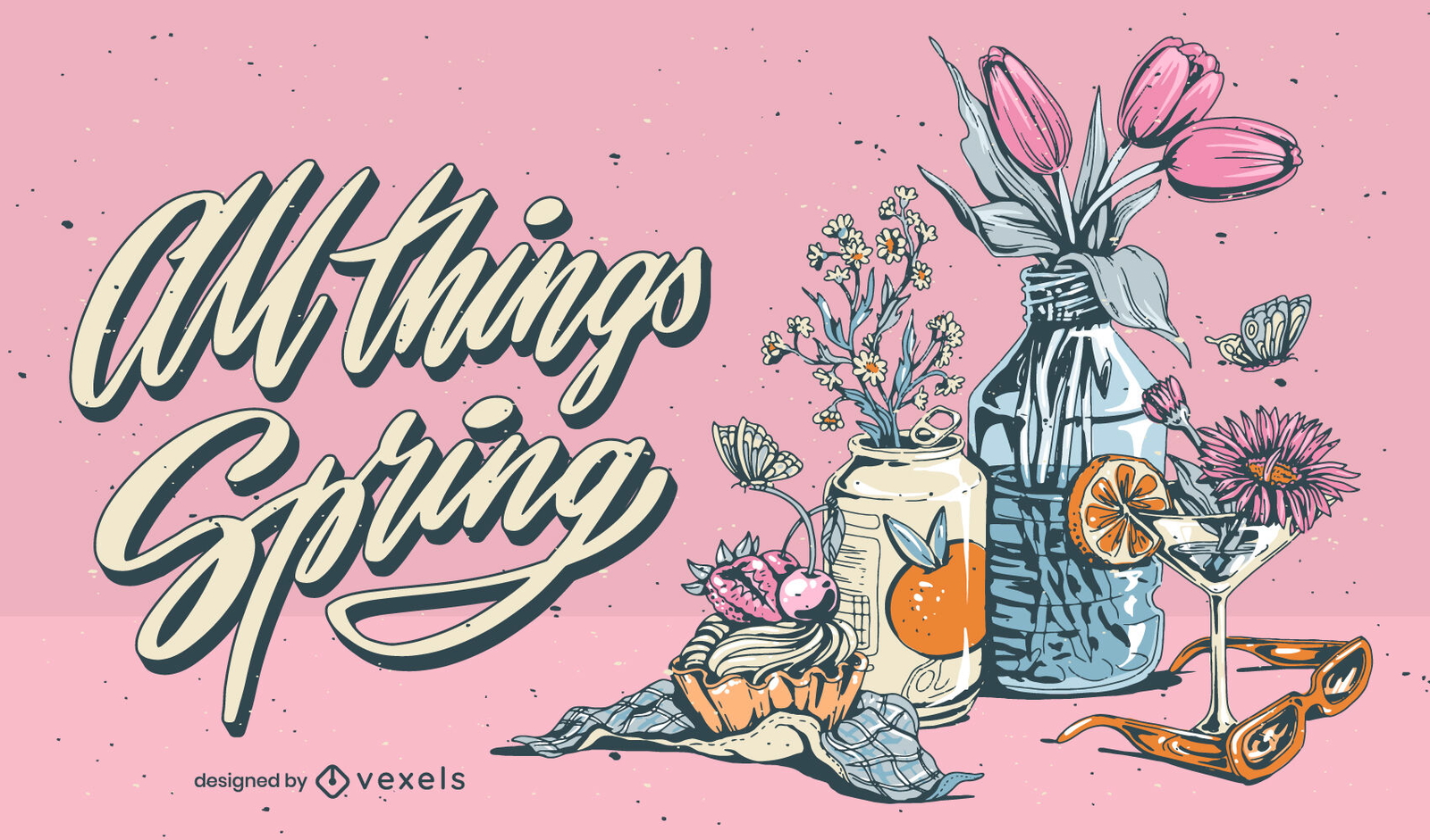 All Things Spring Illustration Design Vector Download