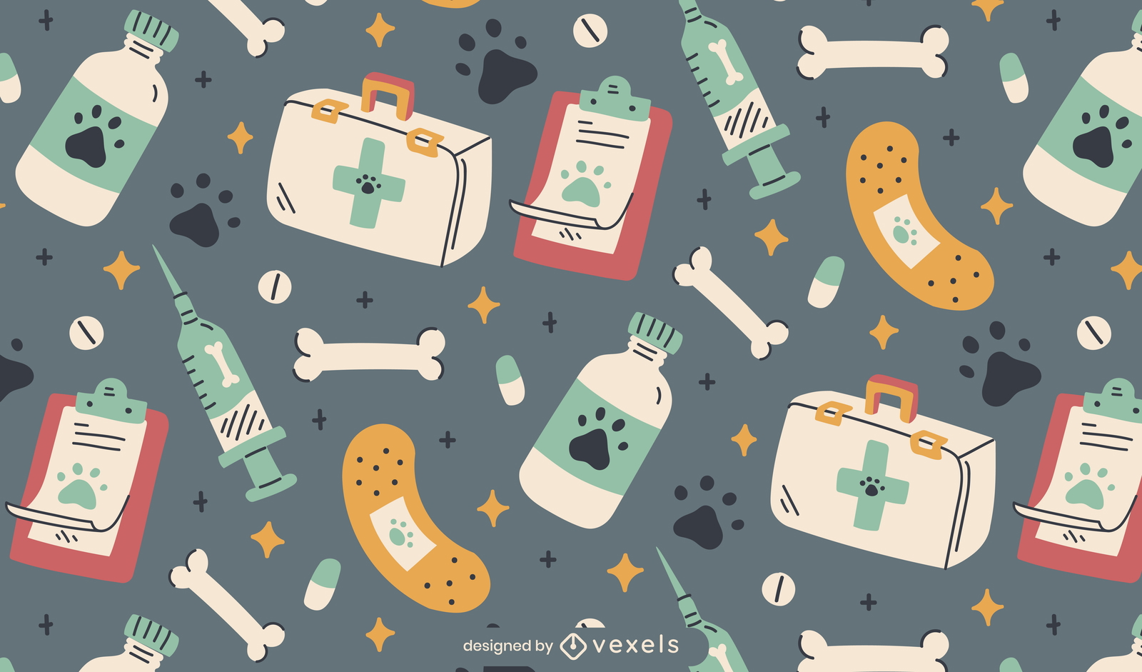 Veterinarian Elements Pattern Design Vector Download