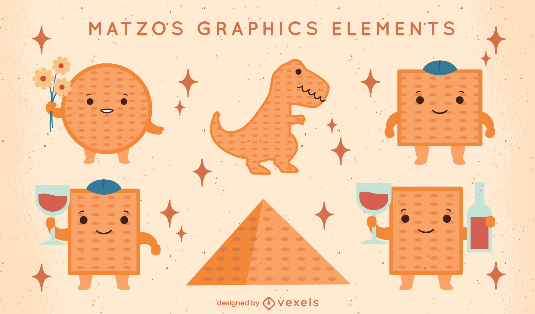Matzo Characters Set Vector Download
