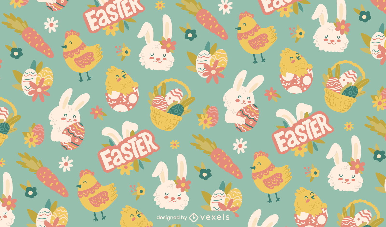 Easter Elements Pattern Design Vector Download