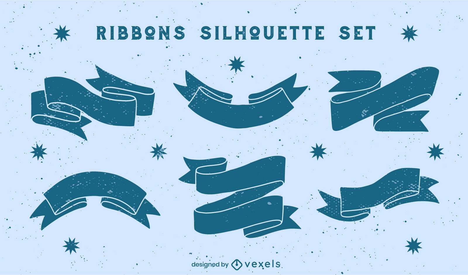 Cut Out Blue Ribbons Set Vector Download