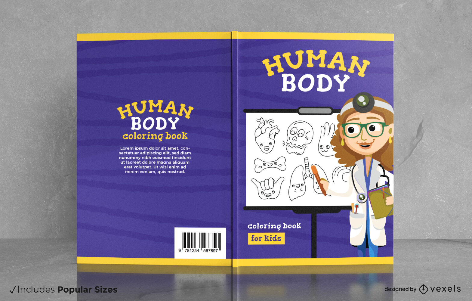 Human Body Kids Book Cover Design Vector Download