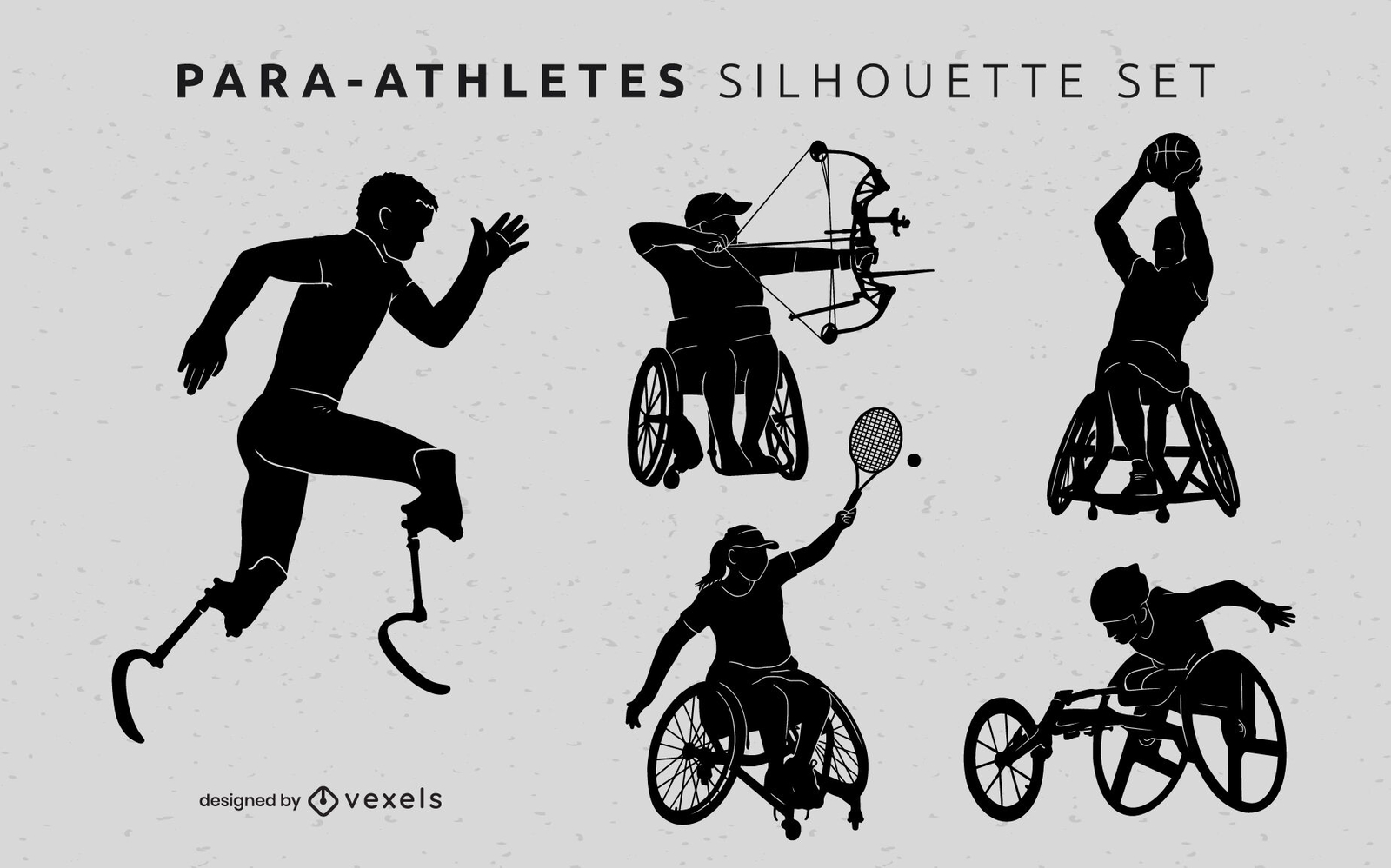 Para Athletes Sport Silhouette Set Vector Download