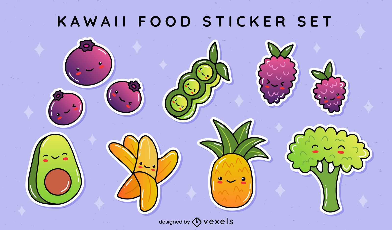 Happy Fruits And Vegetables Cute Set Vector Download
