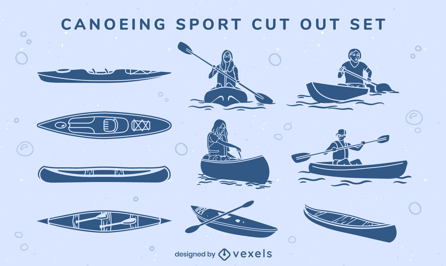 Canoeing Elements Cut Out Set Vector Download