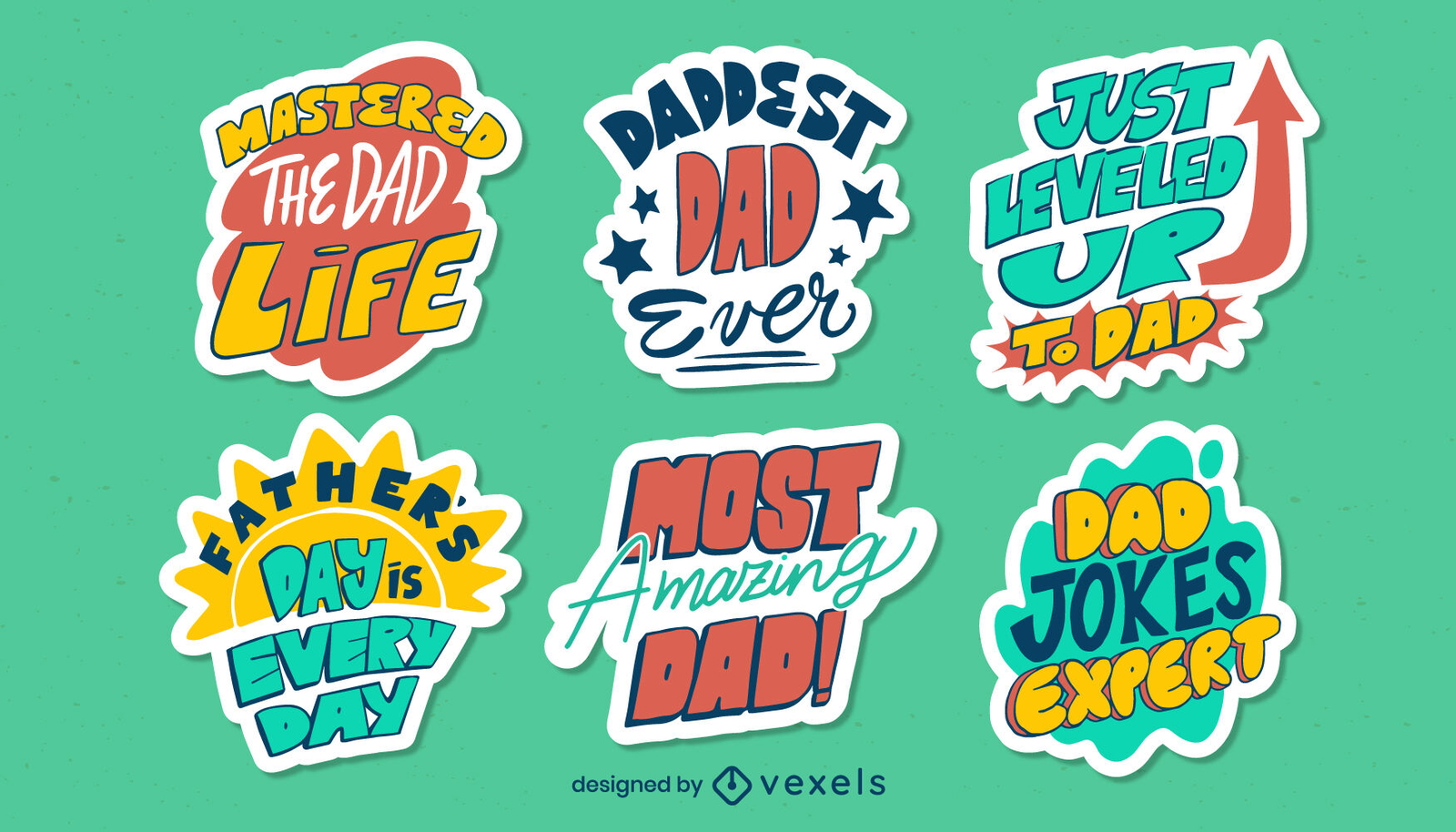 Dad Quotes Stickers Set Vector Download