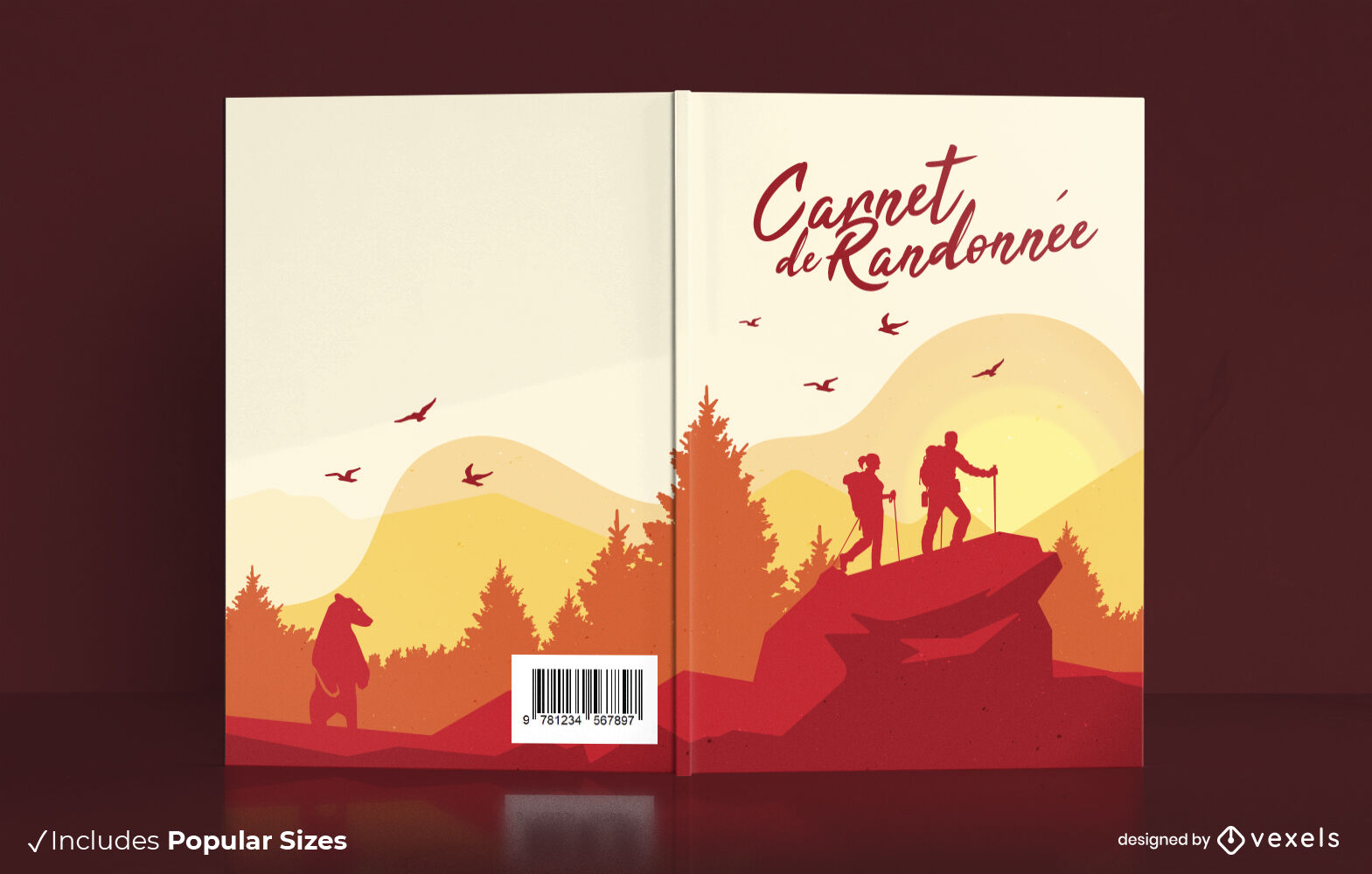 Couple Hiking In Forest Book Cover Design Vector Download
