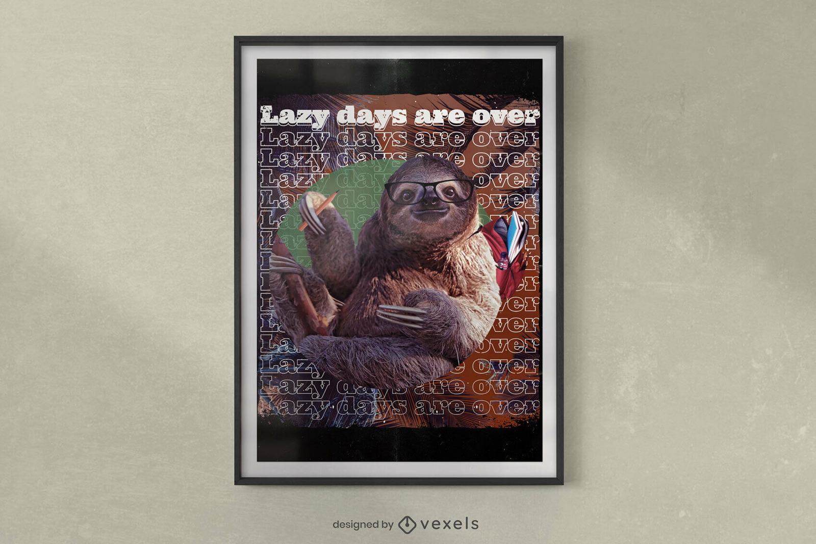 Lazy Days Sloth Poster Design PSD Editable Template