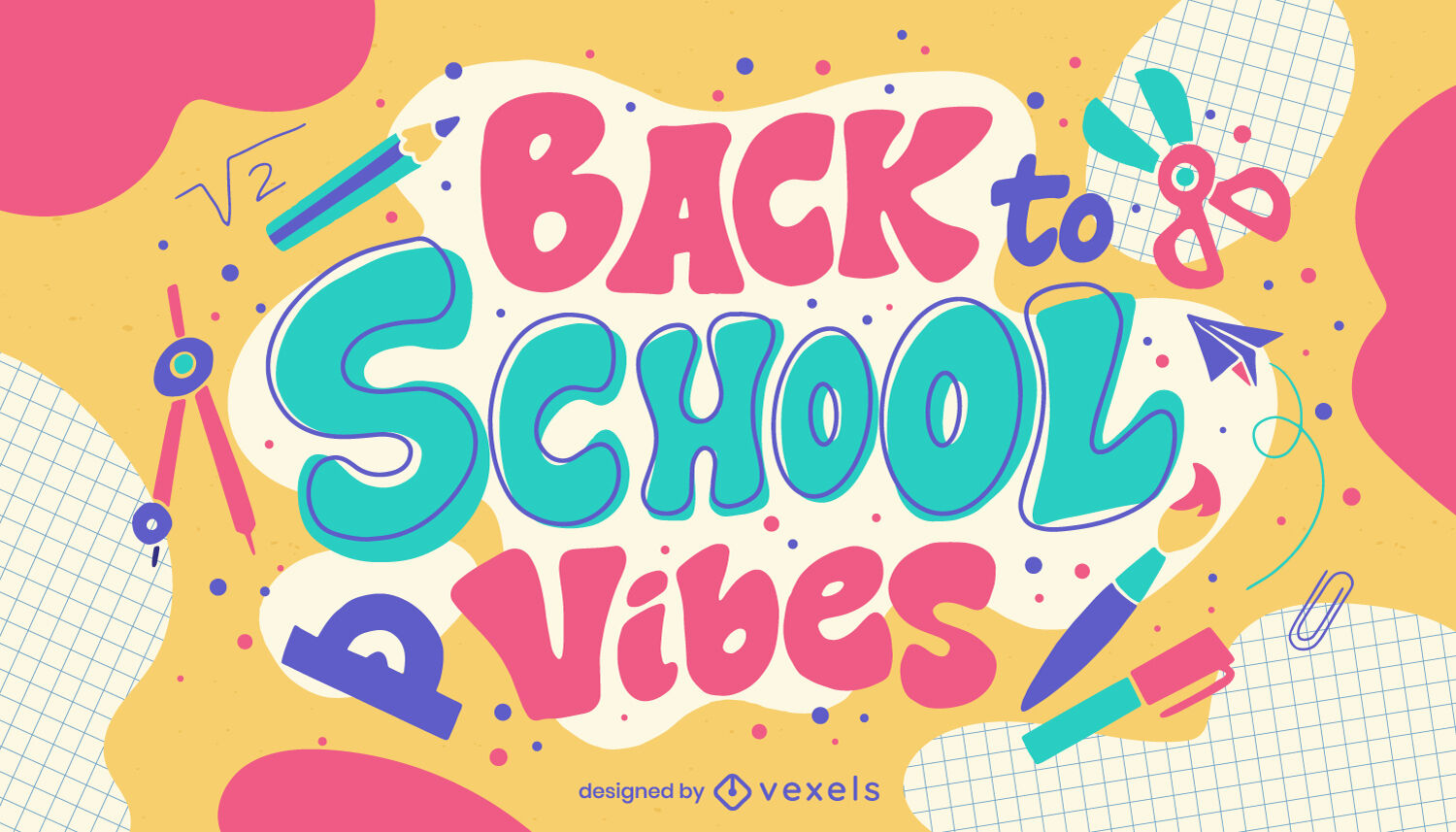 Back To School Vibes Lettering Vector Download