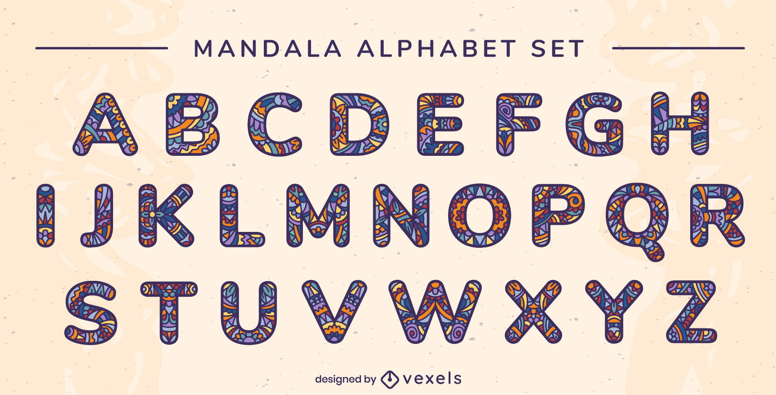 Mandala Alphabet Set Vector Download
