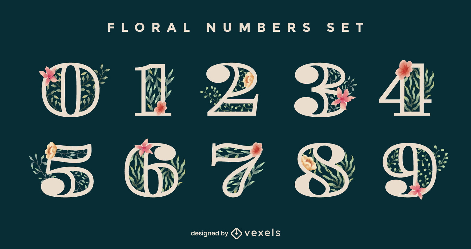 Floral Numbers Set Vector Download