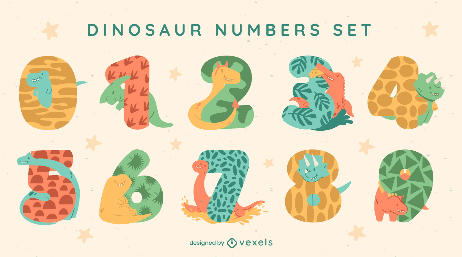 Dinosaur Numbers Set Vector Download